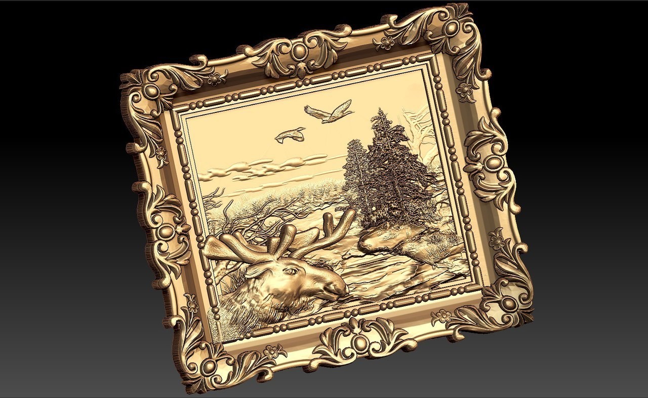 Free STL file moose in the forrest cnc router frame・Object to download ...