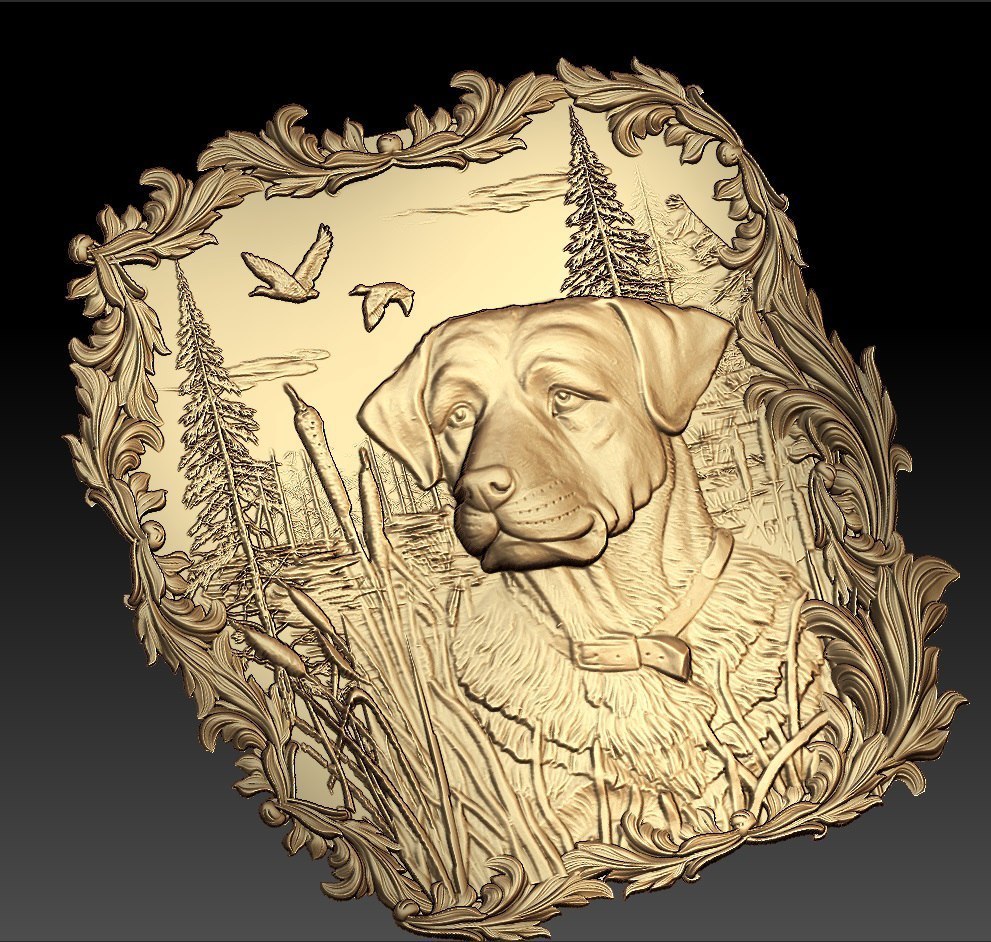 Free STL file Dog hunting scene ducks frame cnc router art 🐕・Template ...