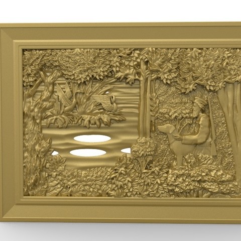 Download free 3D printer files man hunting with his dog cnc router ・ Cults