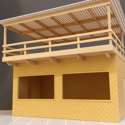 Download free 3D printer files 1:32 scale face-brick building with roof ...