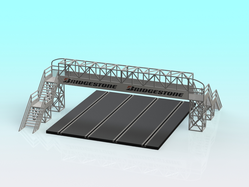 Free STL file 1:32 slot car foot bridge 4-lane 🚗・3D print design to ...