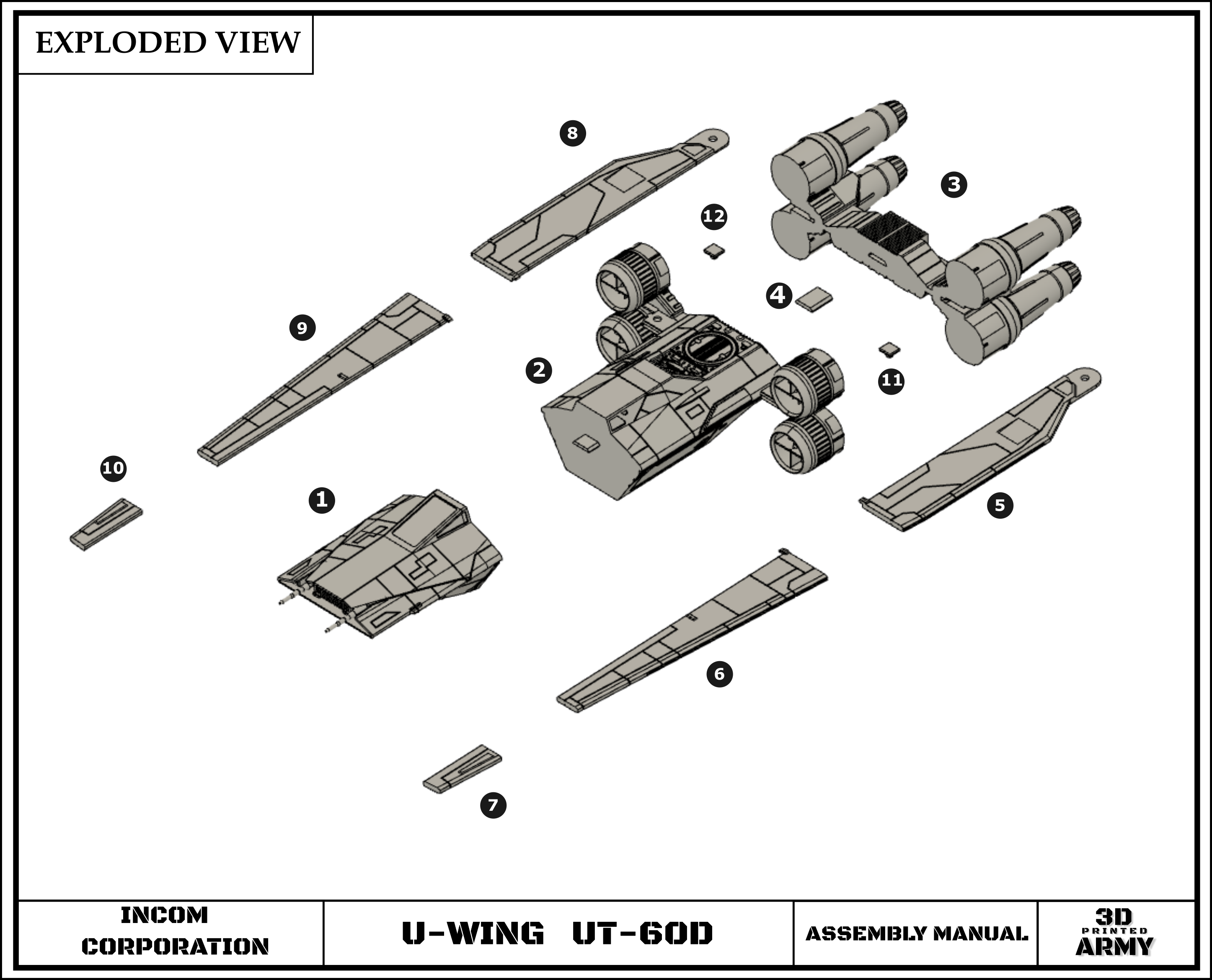 STL file STAR WARS U-WING UT60D with basement ⭐・3D print model to ...