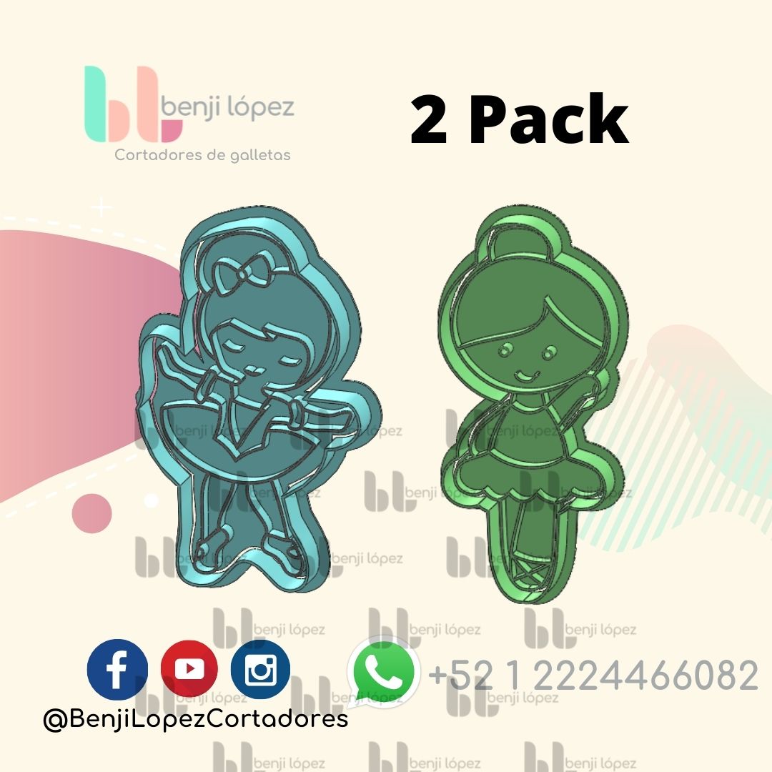 STL file 2 Pack Ballet Dancer cookie cutter/ Vallet Dancer cookie ...