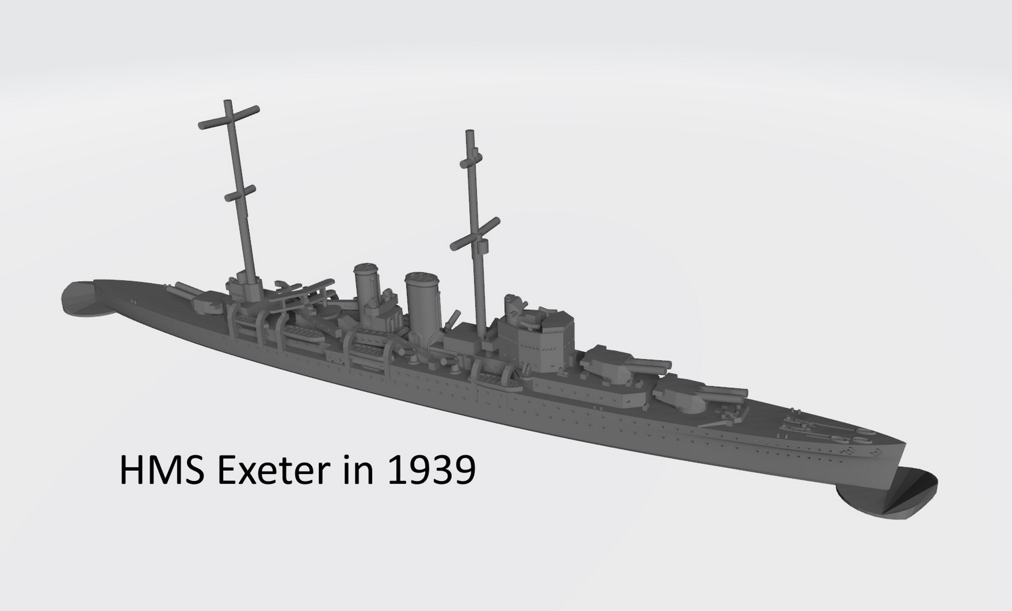 STL file HMS Exeter (1939) ️ ・Model to download and 3D print・Cults