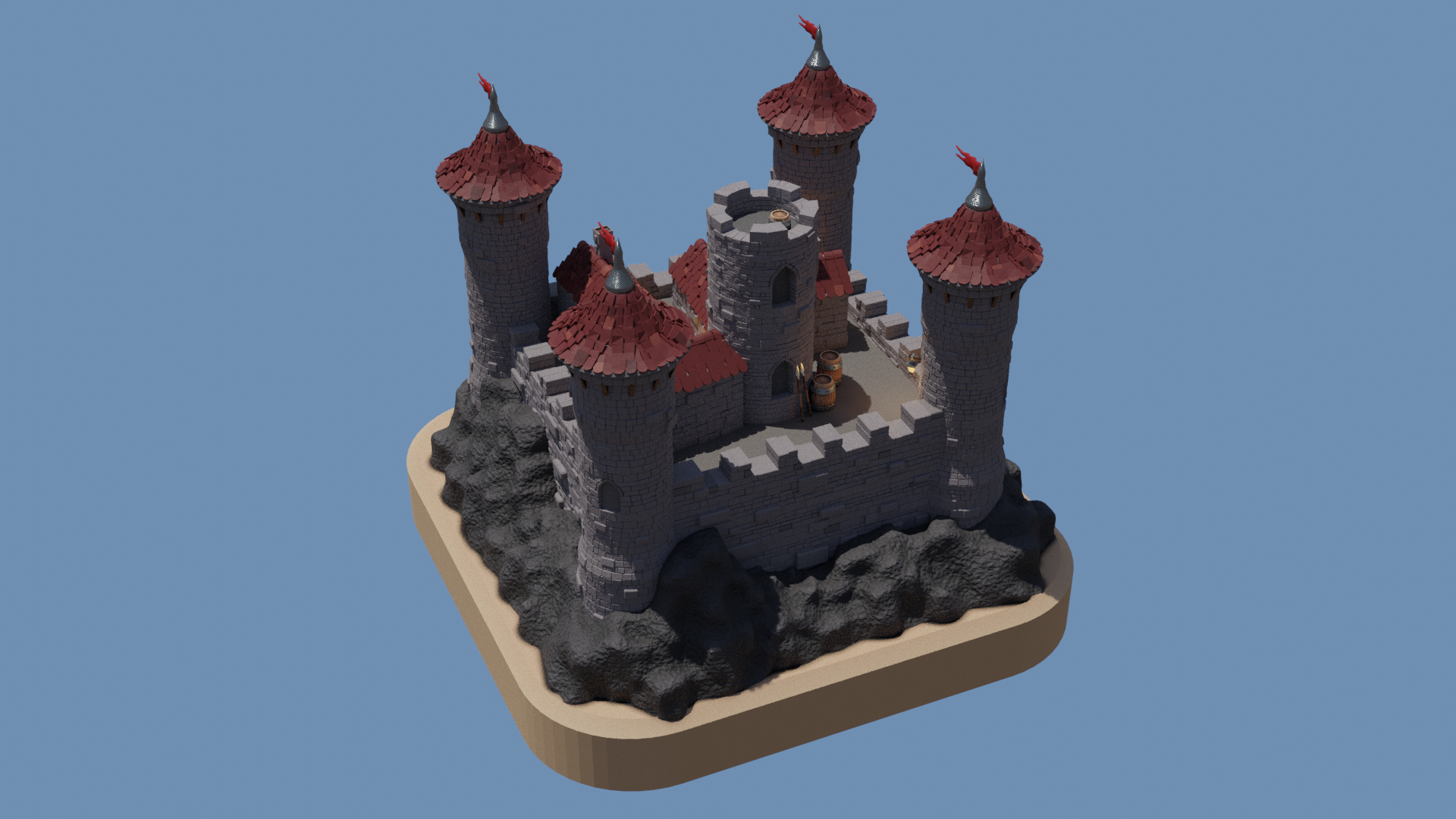 Fichier STL Château médiéval miniature 🎲・Plan imprimable en 3D à ...