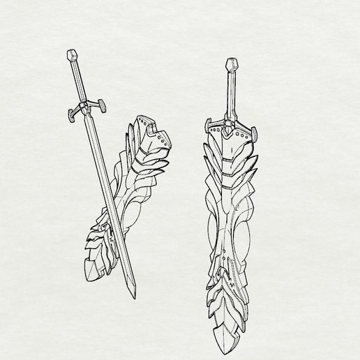 Download 3D printing models DRAGON QUEST_ Armor sword ・ Cults