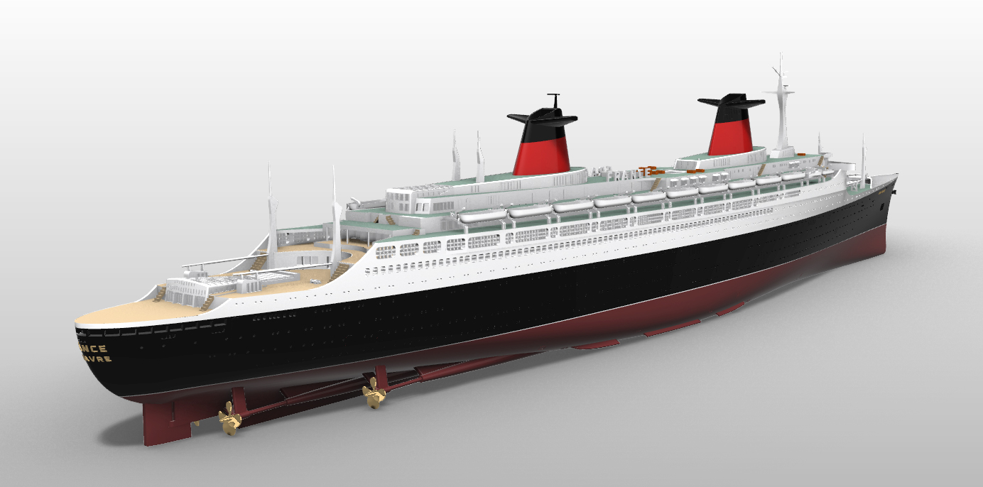 STL file Paquebot FRANCE (1960) ocean liner 1/600 print ready model kit ...