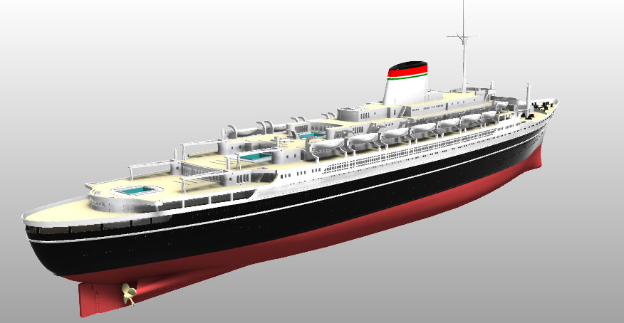 STL file SS Andrea Doria Ocean Liner, full hull and waterline versions ...
