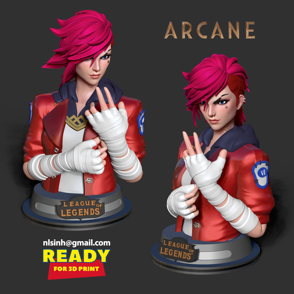 3D file Vi bust - Arcane Fanart 👤・3D print model to download・Cults