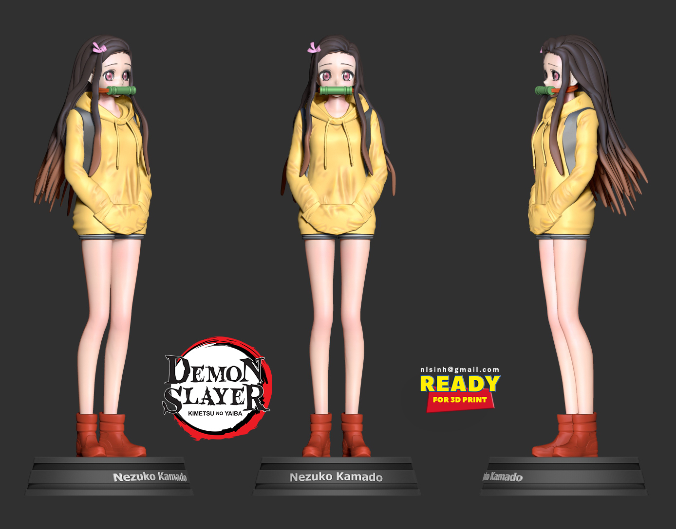 3D file Nezuko Kamado - Demon Slayer Fanart 👧・3D printer design to ...