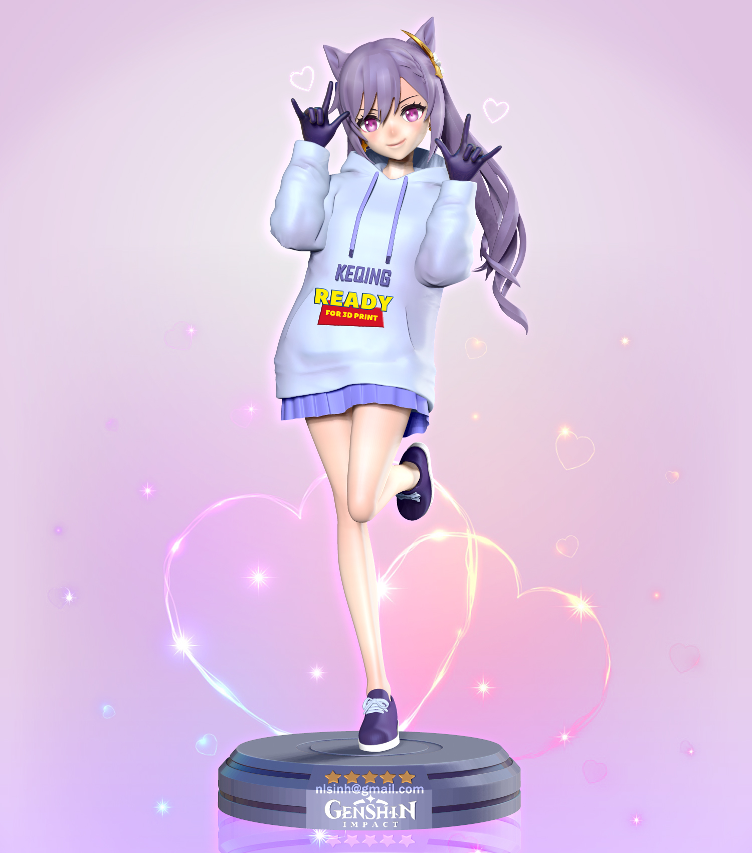 3D file Keqing - Genshin Impact Fanart 👧・Template to download and 3D ...