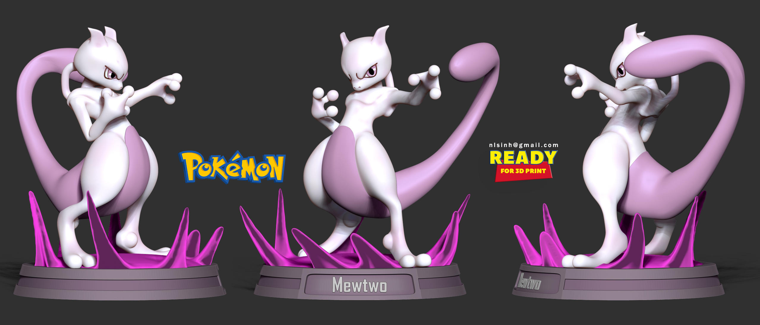 3D file Mewtwo - Pokemon Fanart・3D printer design to download・Cults