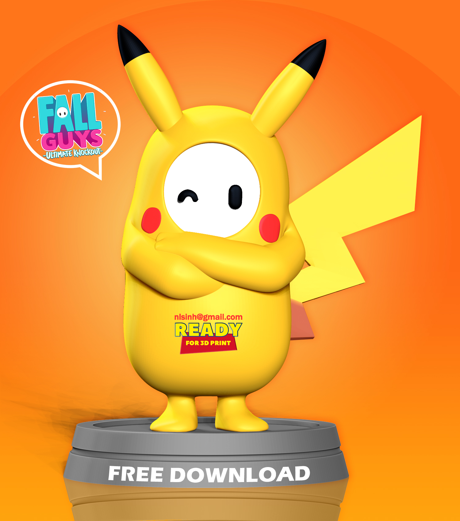 Free 3D file Fall Guys Pikachu・3D print model to download・Cults
