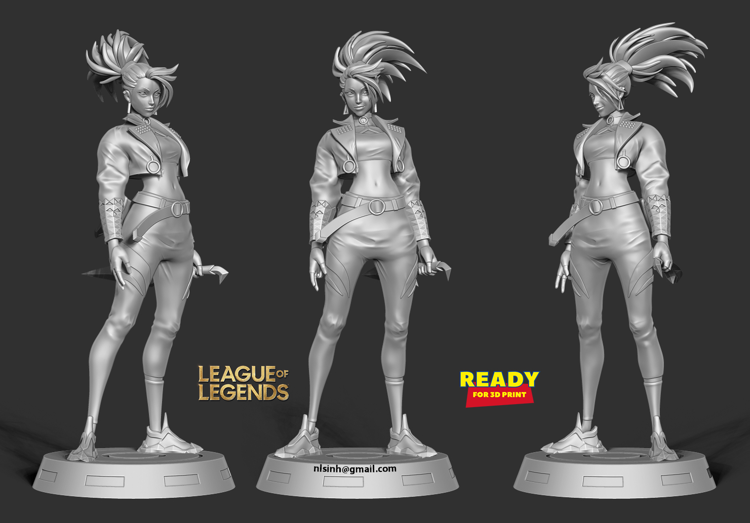 3D file Akali - League of legends Fanart・3D printer design to download ...