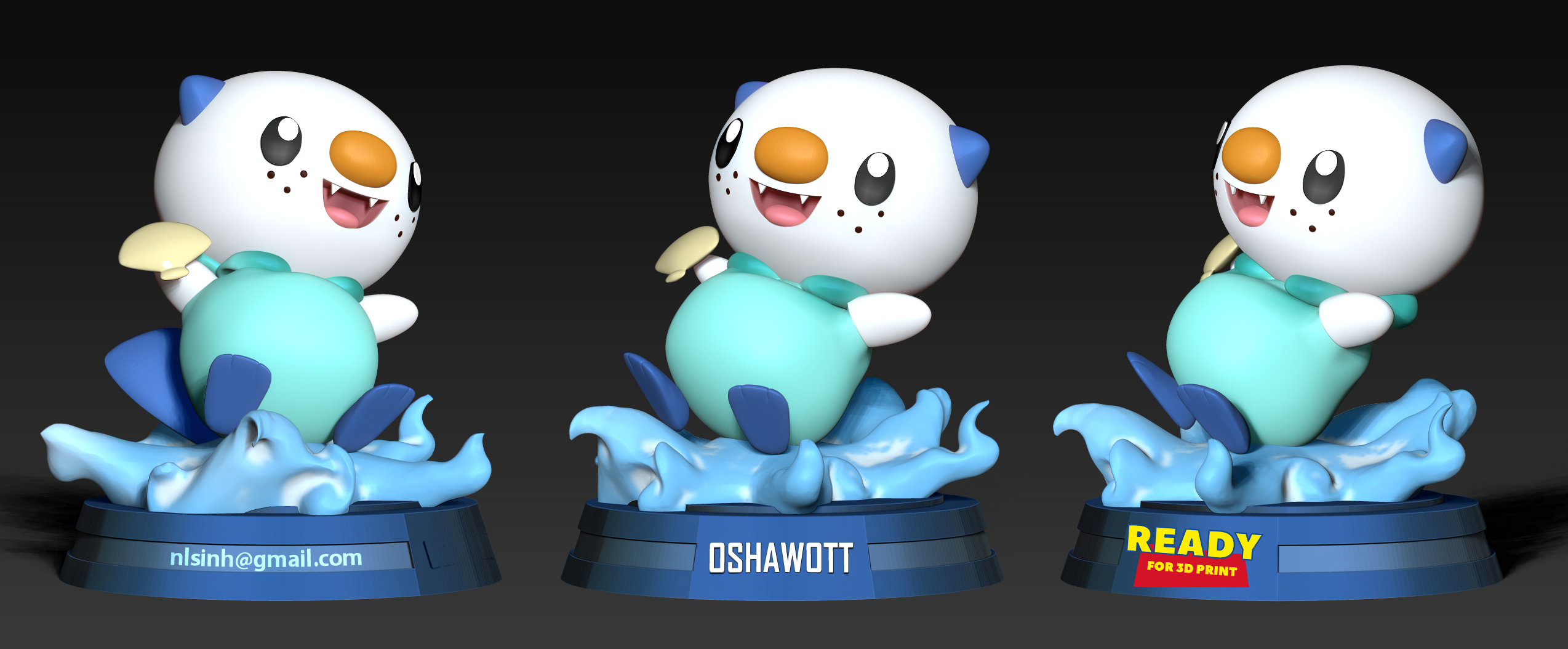 Archivo 3D Oshawott - Pokemon Fanart 🐉・Modelo de impresora 3D para ...