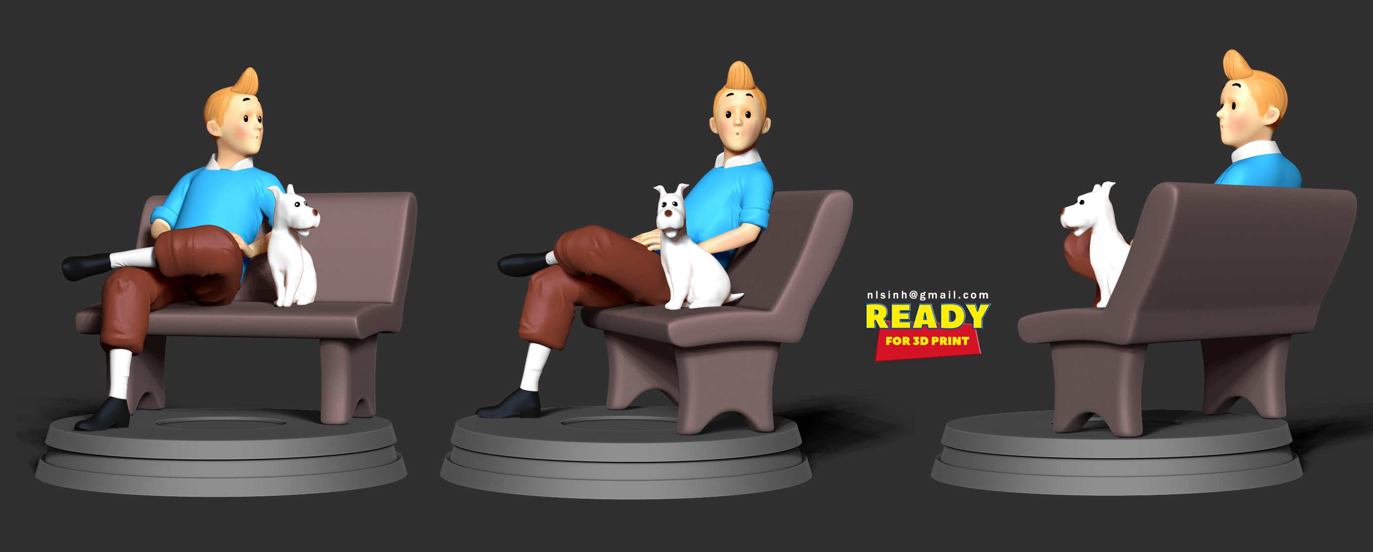 3D file Tintin and snowy・3D printer design to download・Cults