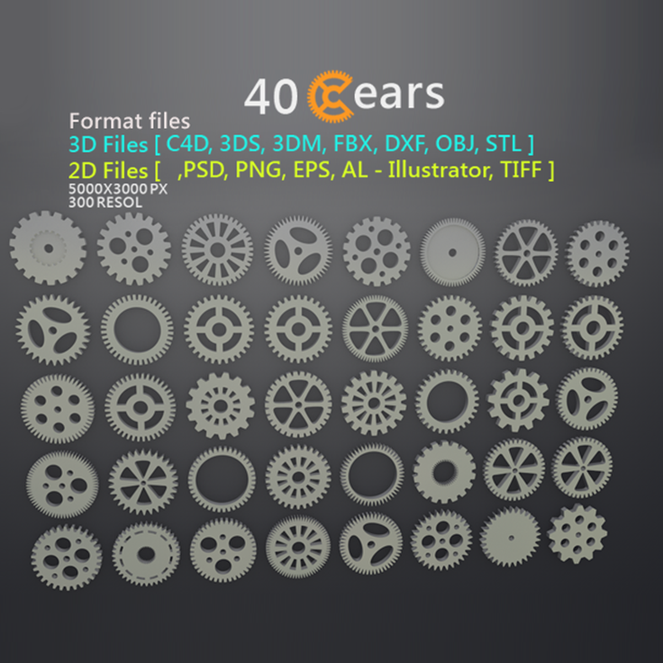 STL file 40 Gears・3D printable model to download・Cults