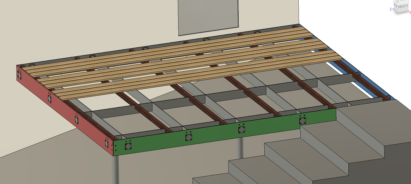 Fichier 3D gratuit Conception d'un balcon en acier et en bois 🏠・Plan ...