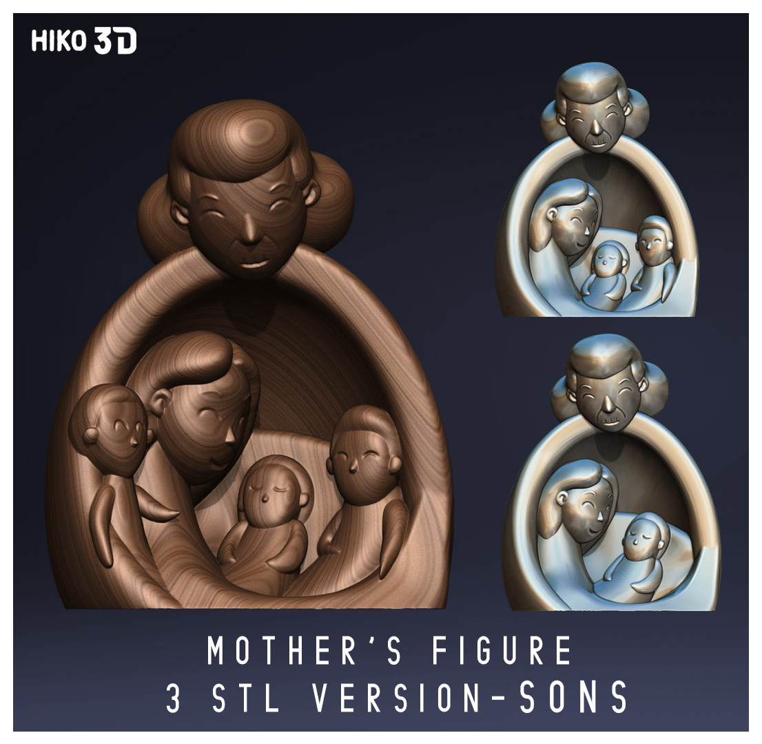 Download STL file Mother's, Daughters and sons Figures • 3D printing ...