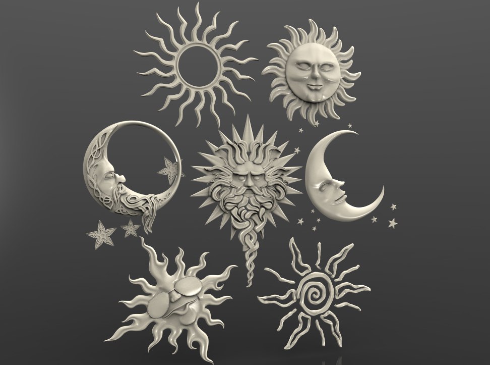 Archivo STL gratis sol luna arte cnc router arte・Plan para descargar y ...
