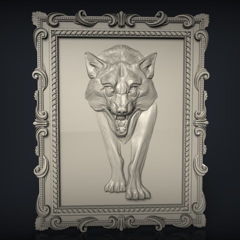 Download free 3D printing files FRAME ART ATTACKING WOLF ・ Cults