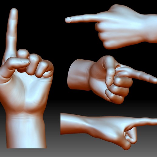Download STL file Hand point gesture STL file 3D printable model male ...