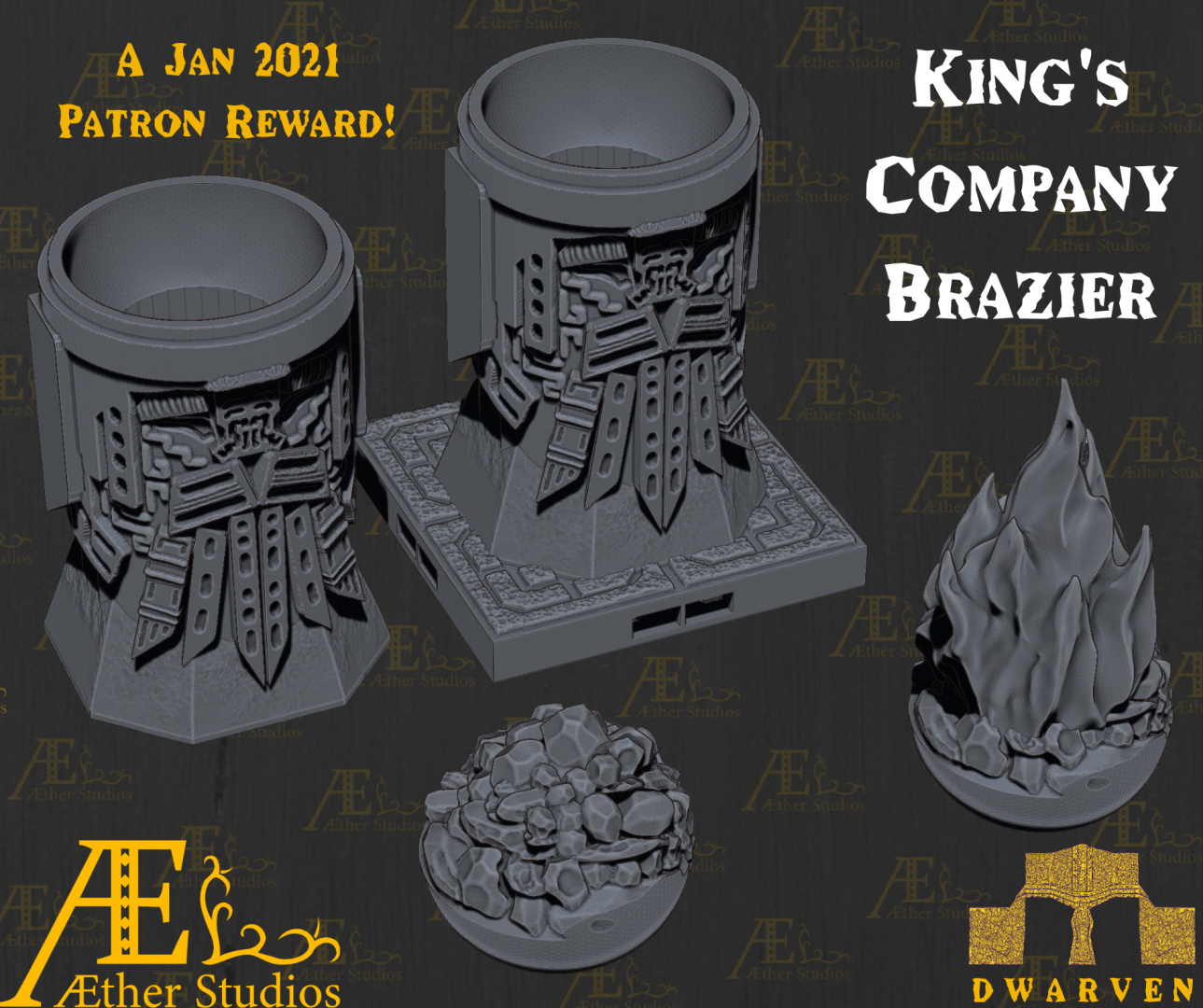 3D file Dwarven Holds: King's Company Brazier・Model to download and 3D ...