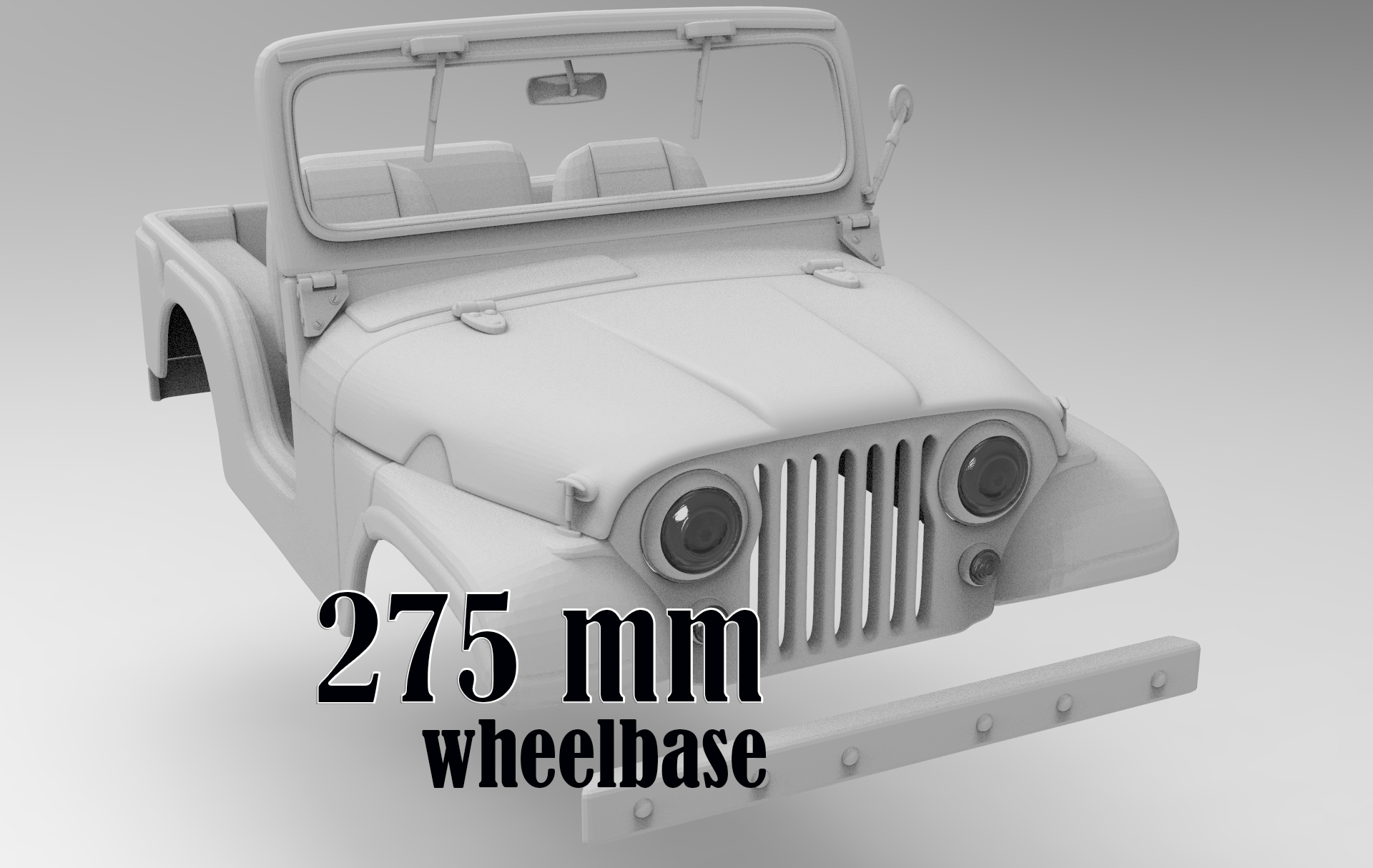 STL file JEEP CJ 5 275MM WHEELBASE STL 3D MODEL 🎨・3D printing idea to download・Cults