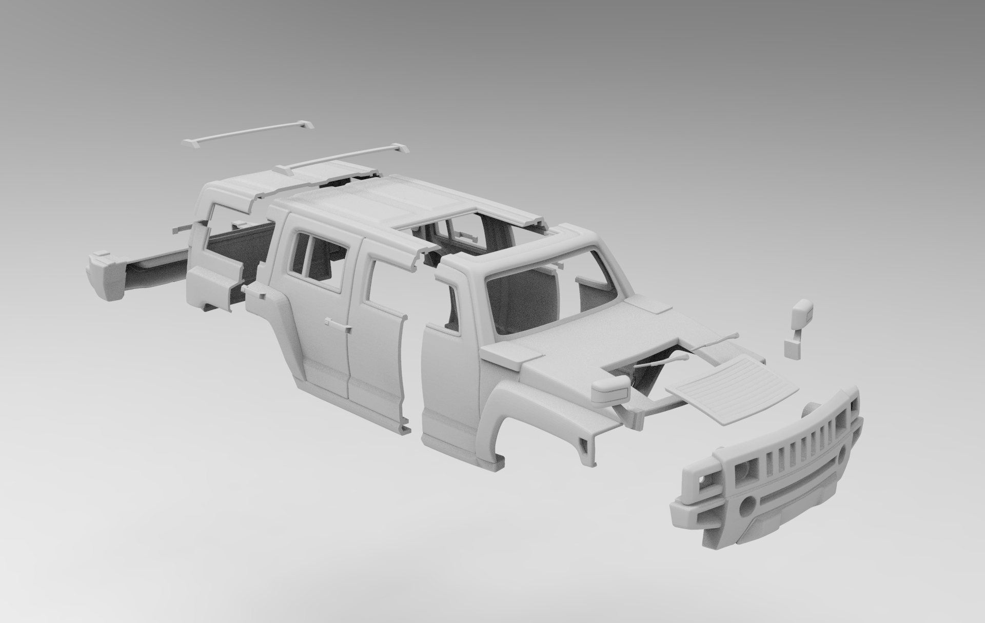 STL file Hummer H3 RC body 313mm wheelbase Axial 3d model 👽・3D printer ...