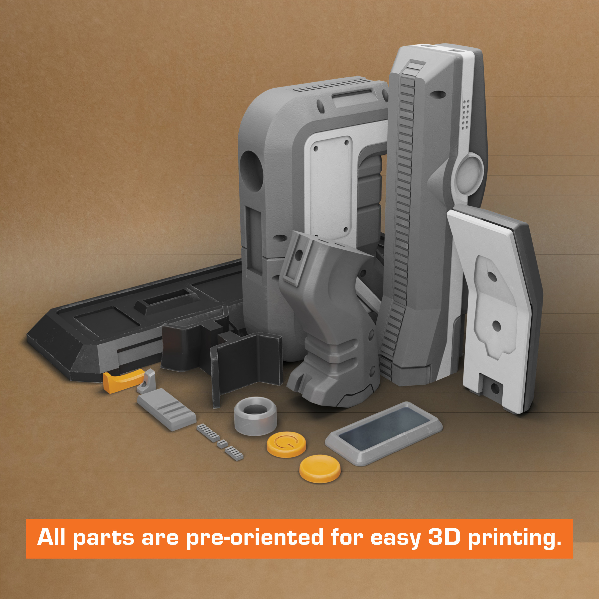 STL file Borderlands Tediore Pistol 3D Model - Display Stand Included ...