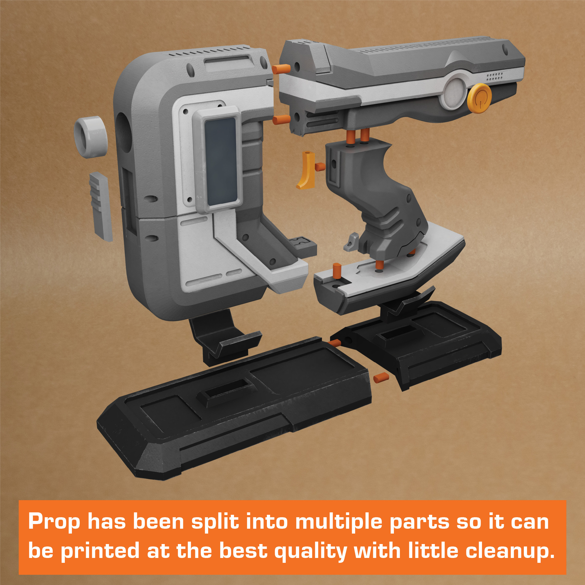 STL file Borderlands Tediore Pistol 3D Model - Display Stand Included ...