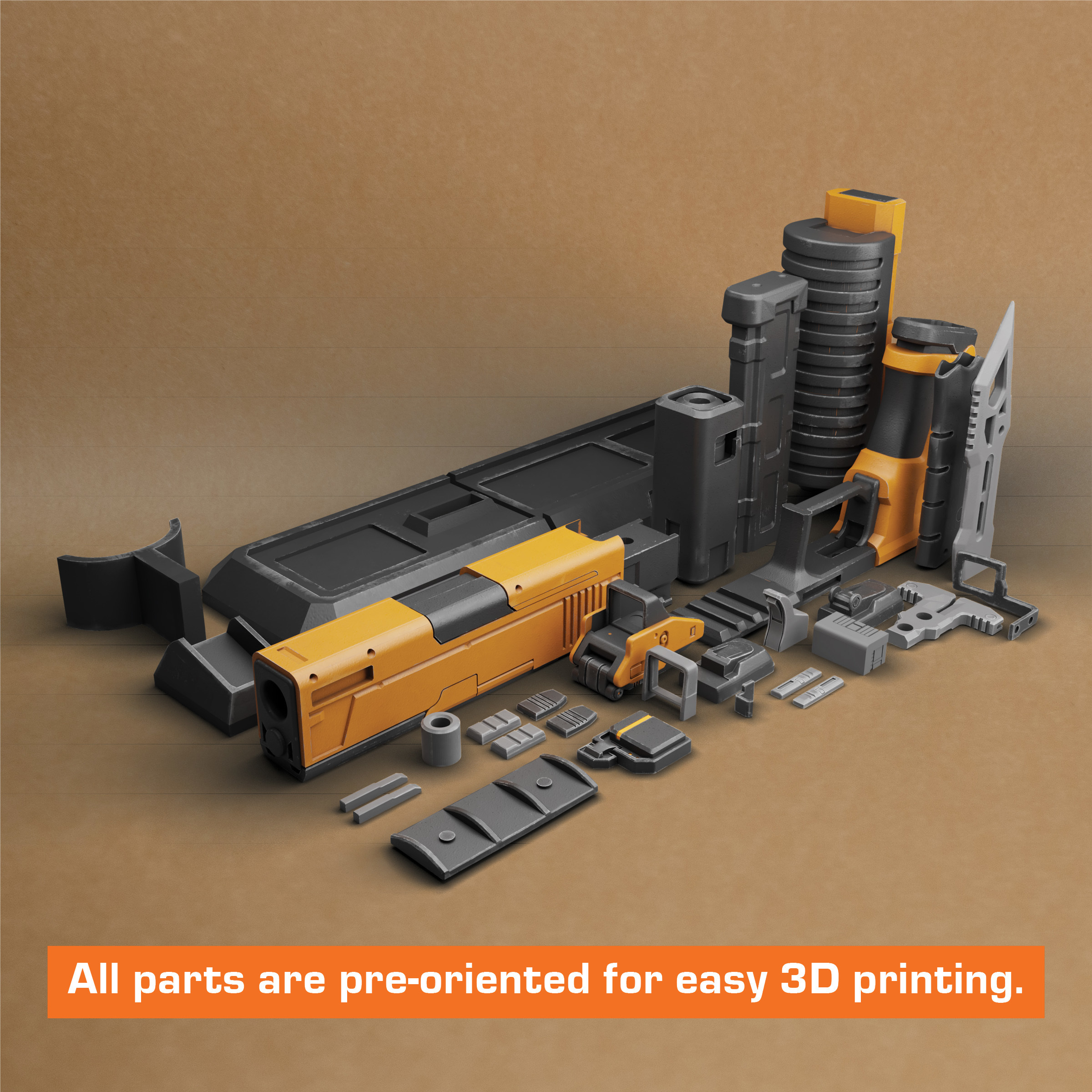 STL file Borderlands Dahl Pistol 3D Model - Seven Optional Attachments ...