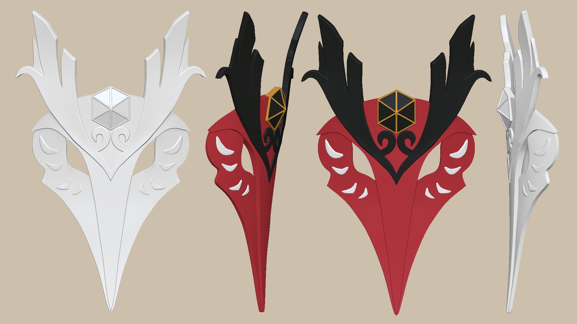 STL-Datei Kujou Sara Genshin Impact Maske und Brosche 3d druckbar 🎲・3D ...