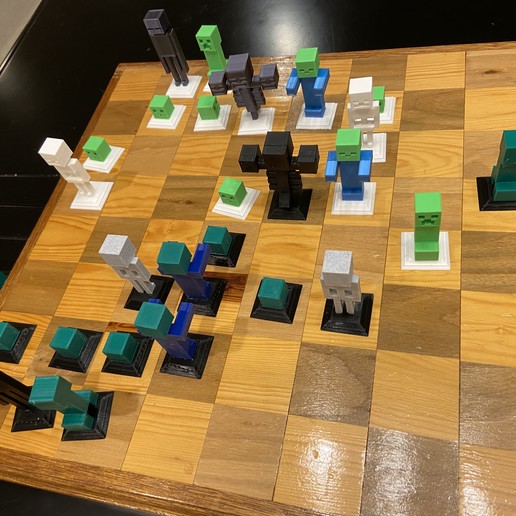 Download free STL file Complete Minecraft Chess Set • Model to 3D print ...