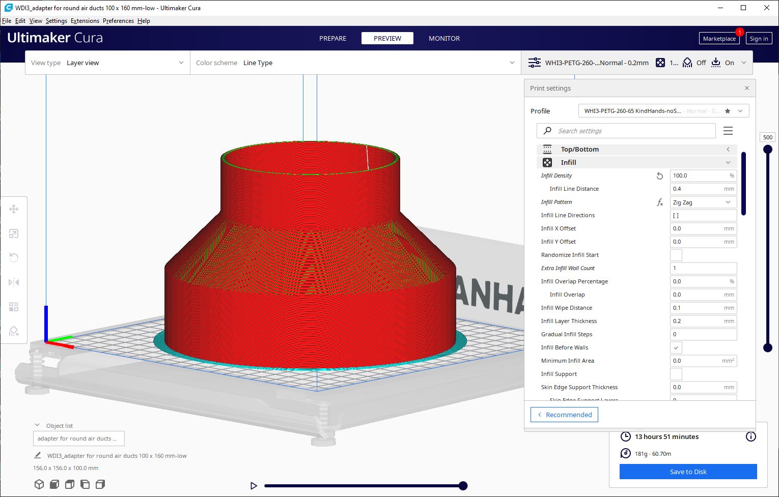 STL file Round duct reducer with round D100 / 160 for connecting ...