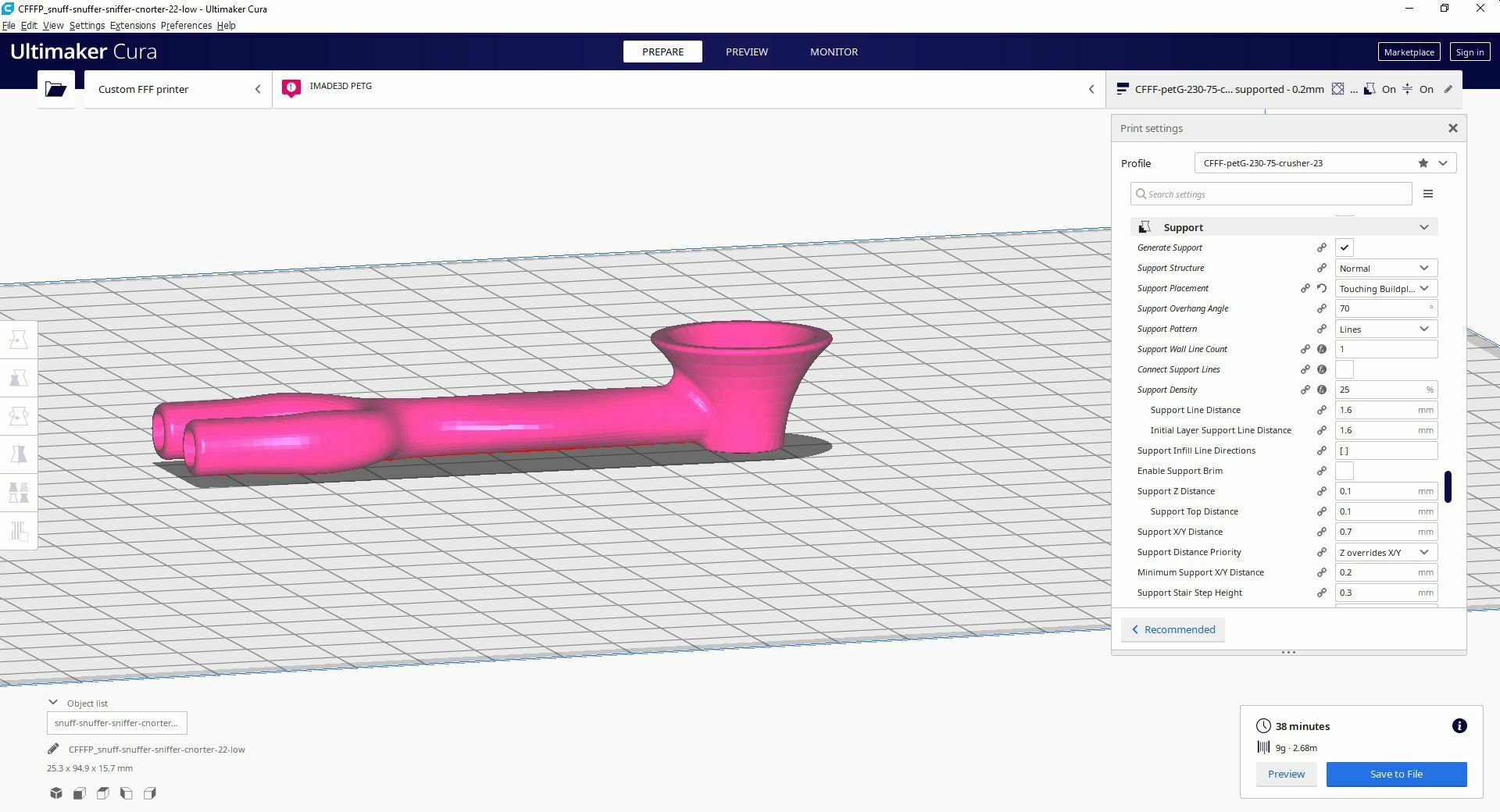 STL file tobacco snuff snuffer sniffer cnorter nasal inhalation tube ...