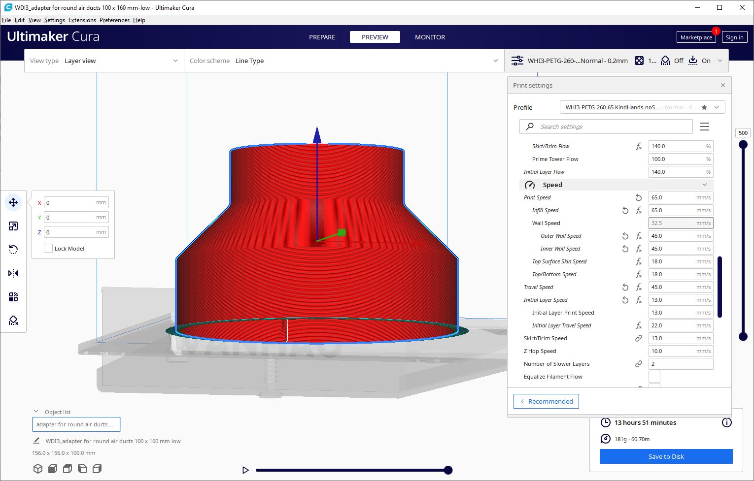 STL file Round duct reducer with round D100 / 160 for connecting ...