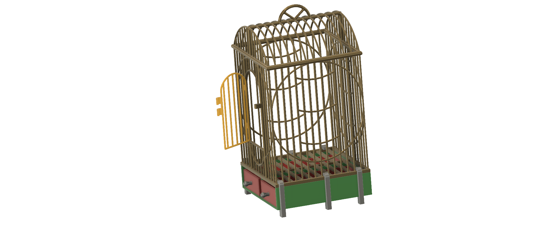 STL file House Style Economy bird cage for finches, canaries, parakeets ...