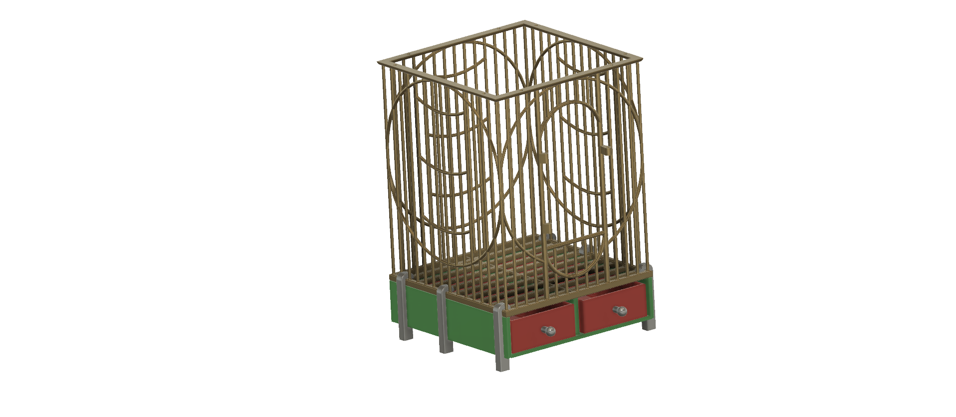 STL file House Style Economy bird cage for finches, canaries, parakeets ...