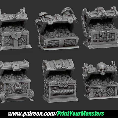 Download free STL files TREASURE CHEST OPENED ・ Cults