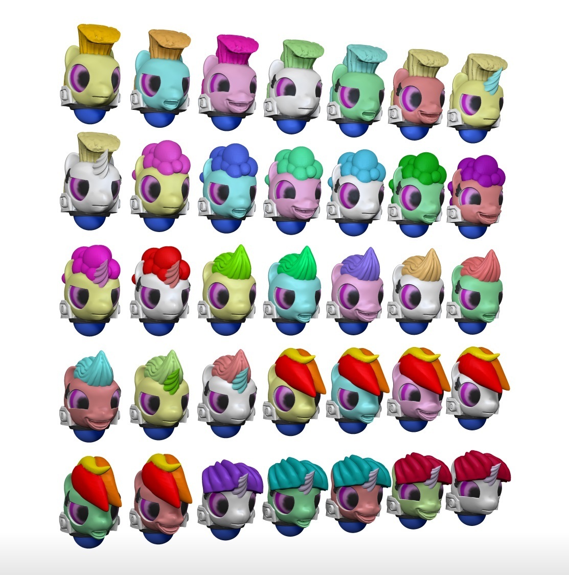 3D file My Little Marine Helmetless Heads Pack・3D printing design to ...