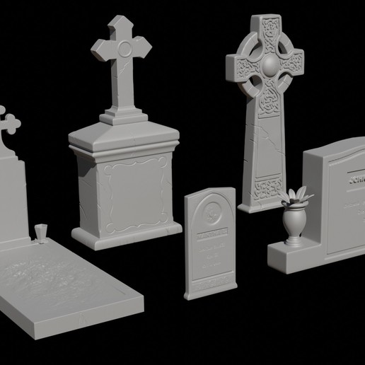 Download STL file 5 pack – Tombstones and gravestones • 3D printing ...