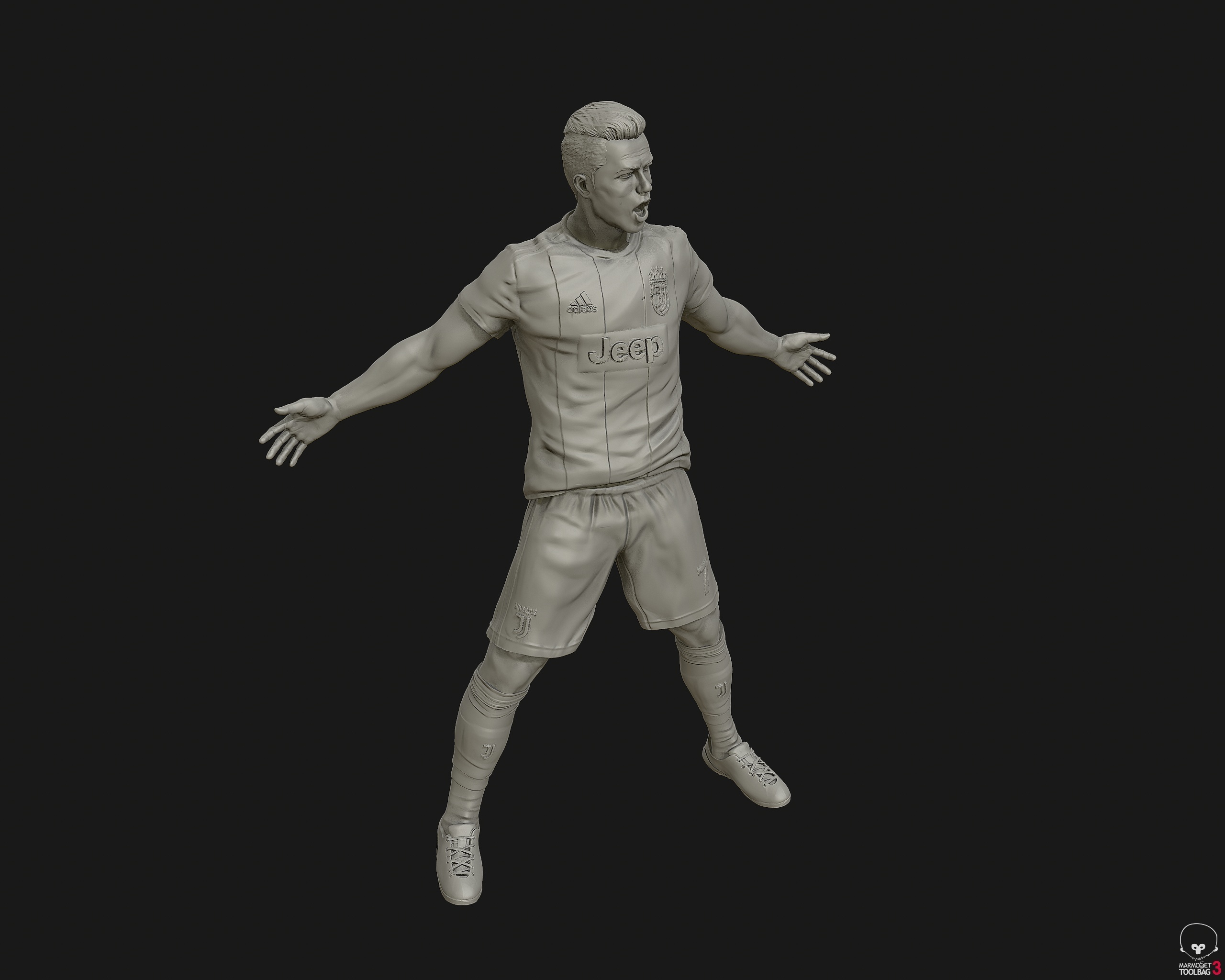 STL file Christiano Ronaldo celebration juventus kit 2019 3D print ...