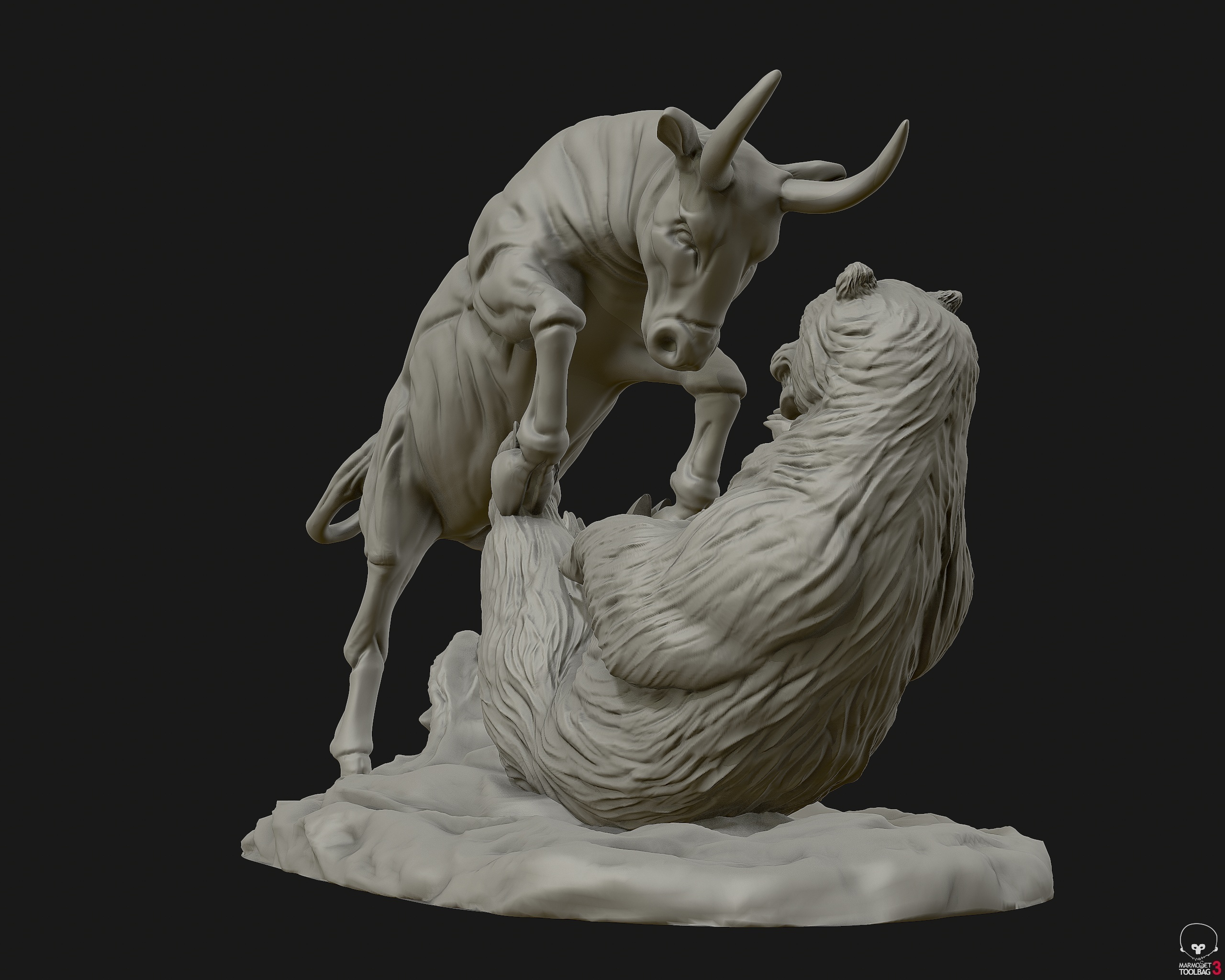STL file Bull vs Bear sculpture Ready to Print 3D print model・Model to ...