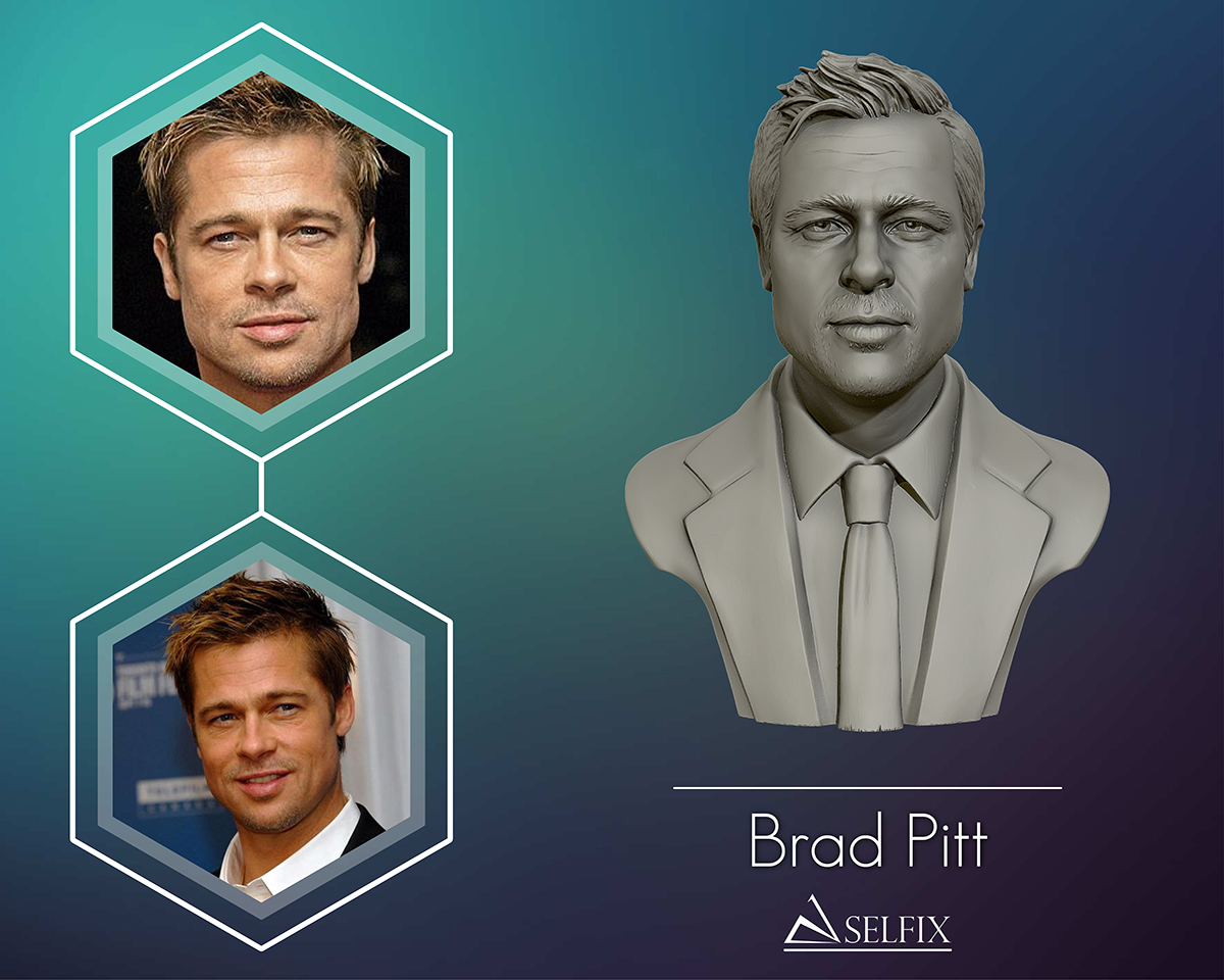 STL file Brad Pitt portrait sculpture 🗿・3D printable model to download ...