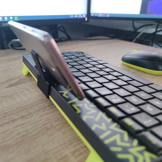 Download free STL file Logitech Logitech MK240, Phone holder • 3D print ...