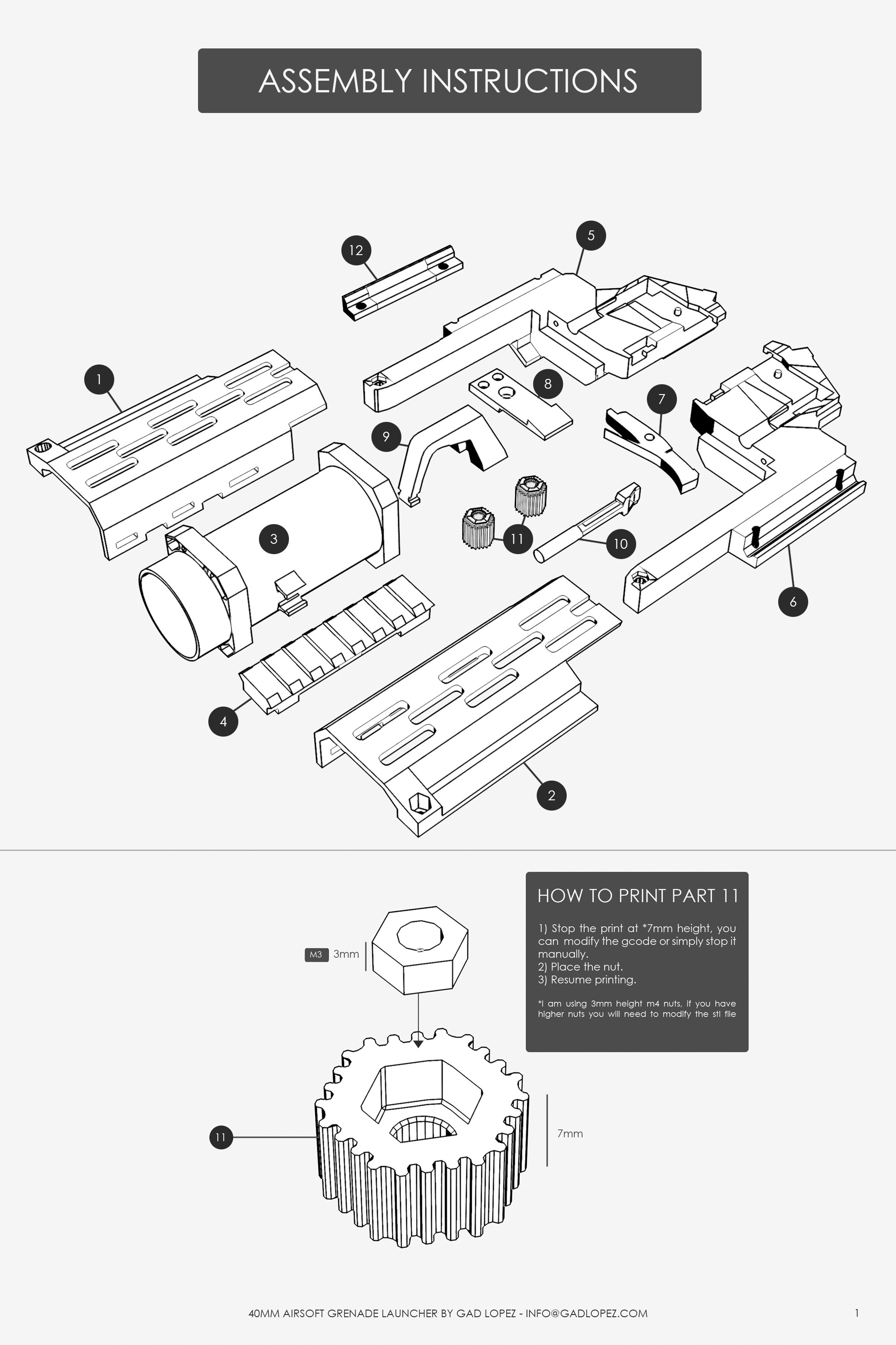 STL file 40mm airsoft granade launcher Kriss Vector style・3D printable ...