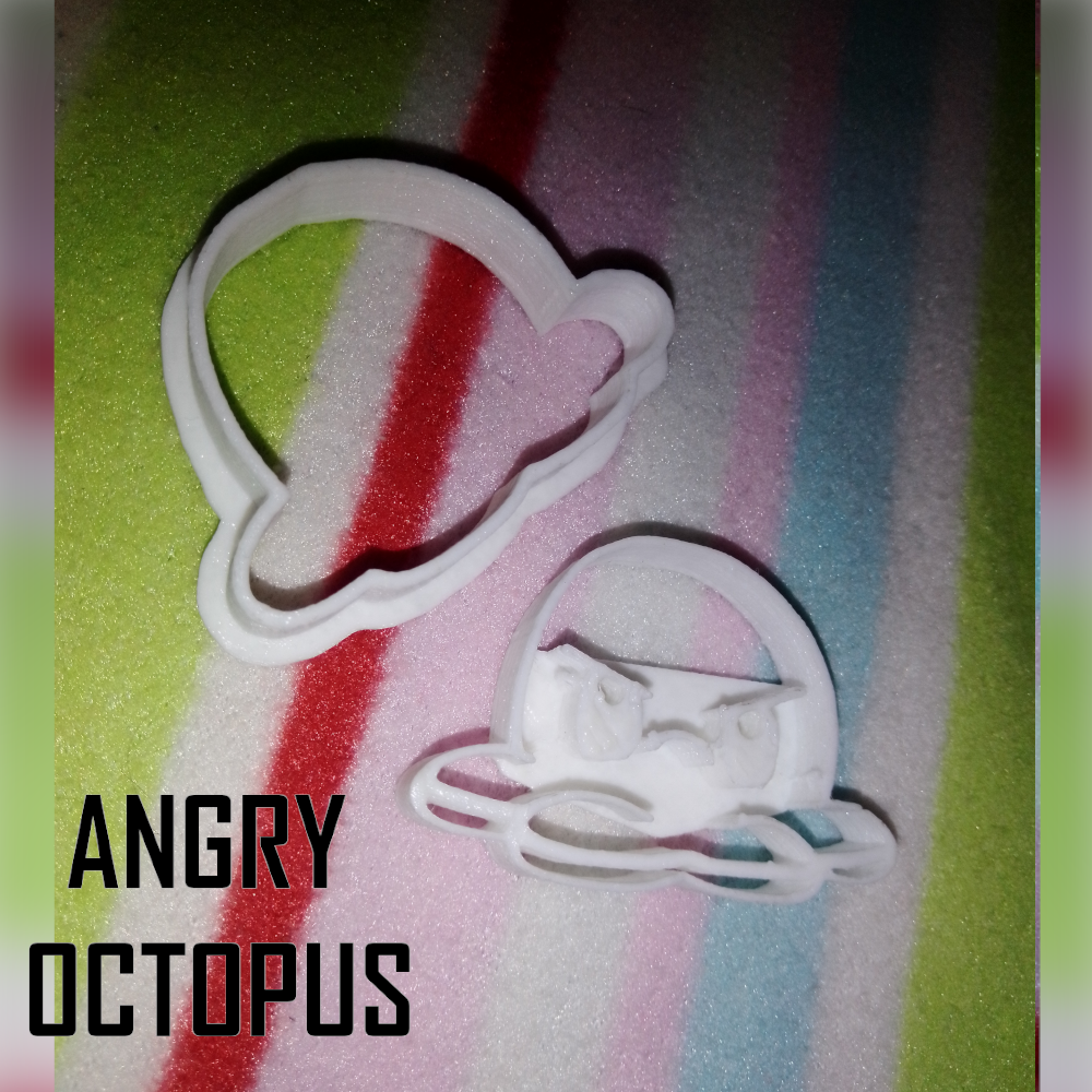 Free 3D file Angry Octopus cookie cutter x2 | Angry Octopus cookie ...