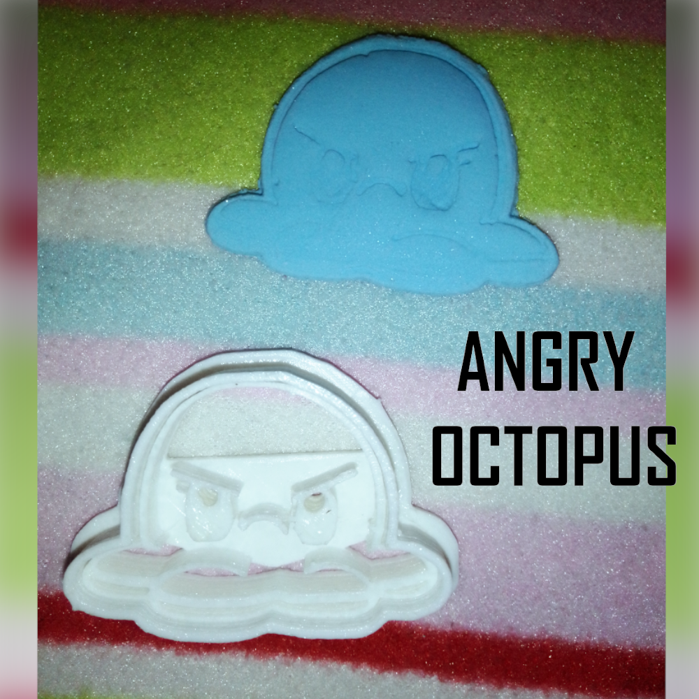 Free 3D file Angry Octopus cookie cutter x2 | Angry Octopus cookie ...