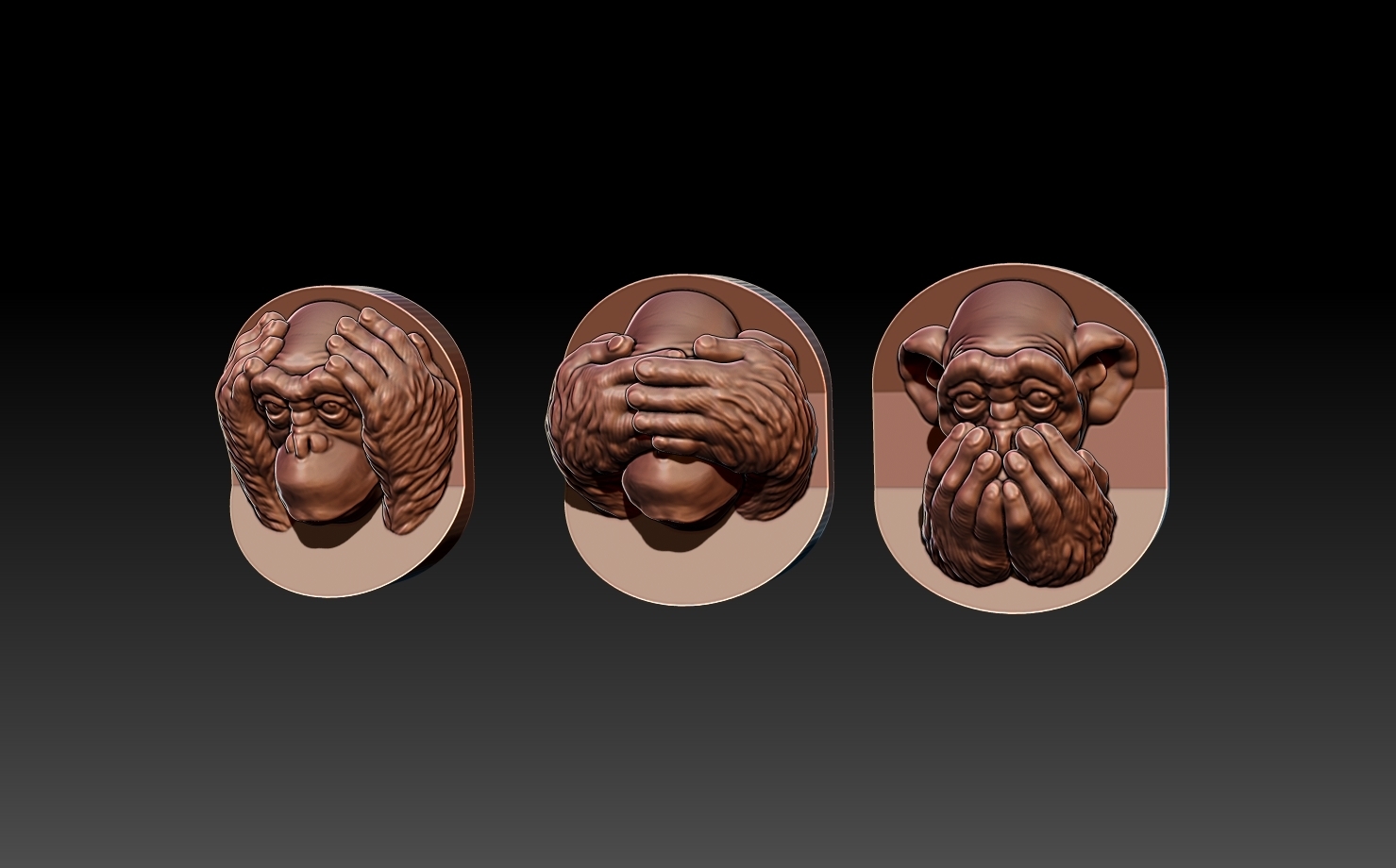 OBJ file The Three Wise Monkeys 3D print model・3D print model to ...